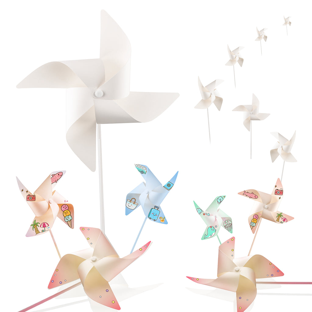 Blank Windmill Kit 60pcs DIY Paper Pinwheels Kit - Blank White ...