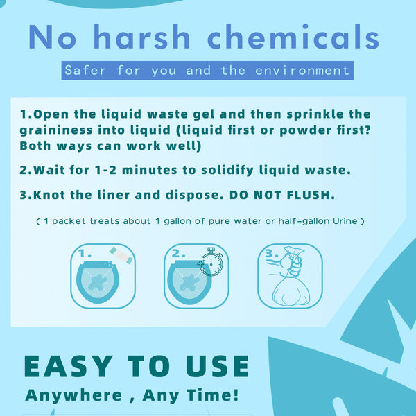 PROLOSO Liquid Waste Gelling and Deodorizing Poop Powder Gel Porta Pot