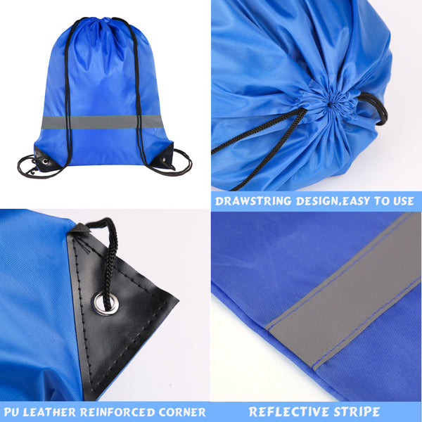 PROLOSO Drawstring Bags Reflective Sports Gym Backpack Pull String Bac